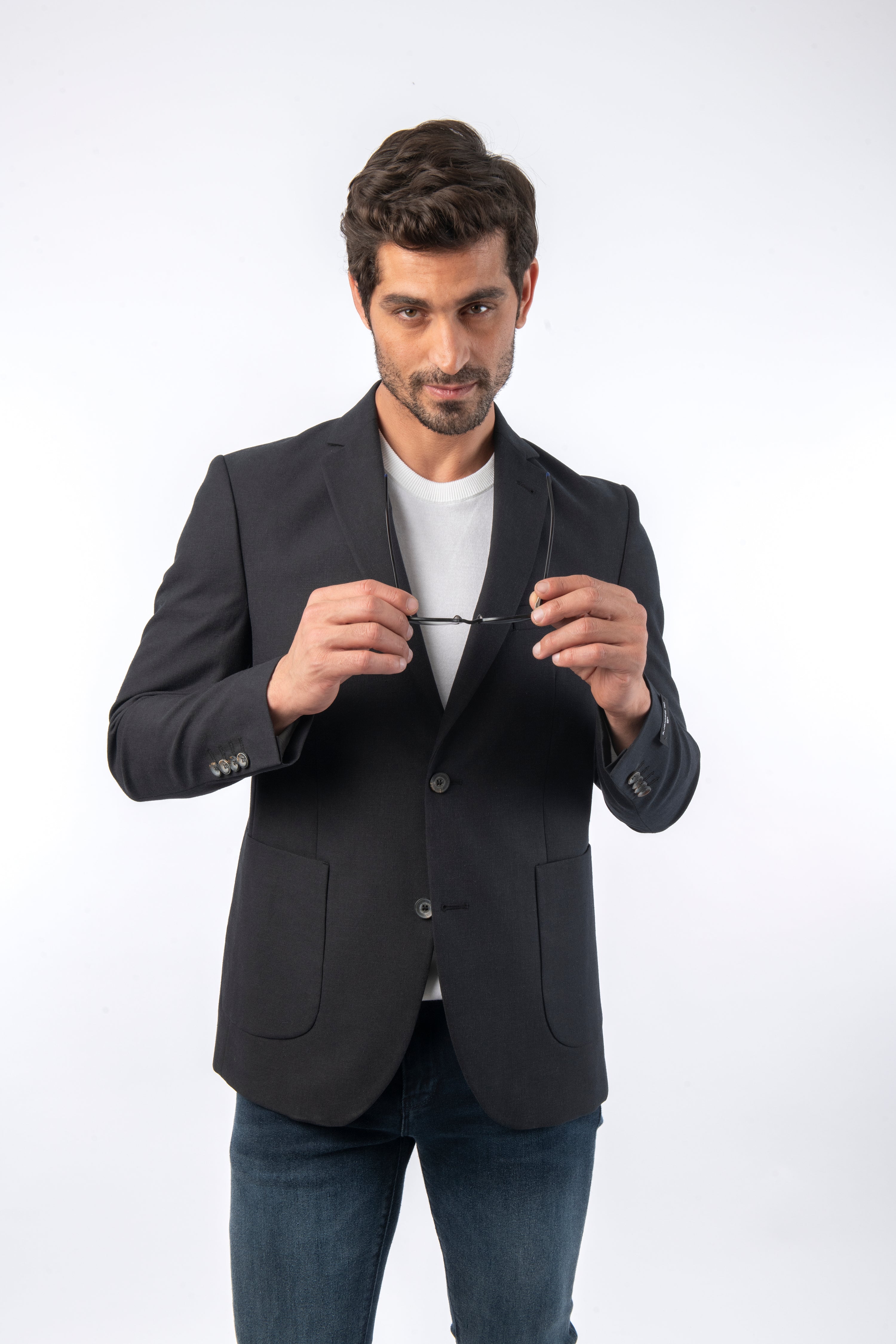 Linen Look Black Blazer – DeBacker's